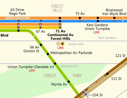 Queens Subway Map With Streets Map Of NYC Bus: Stations & Lines